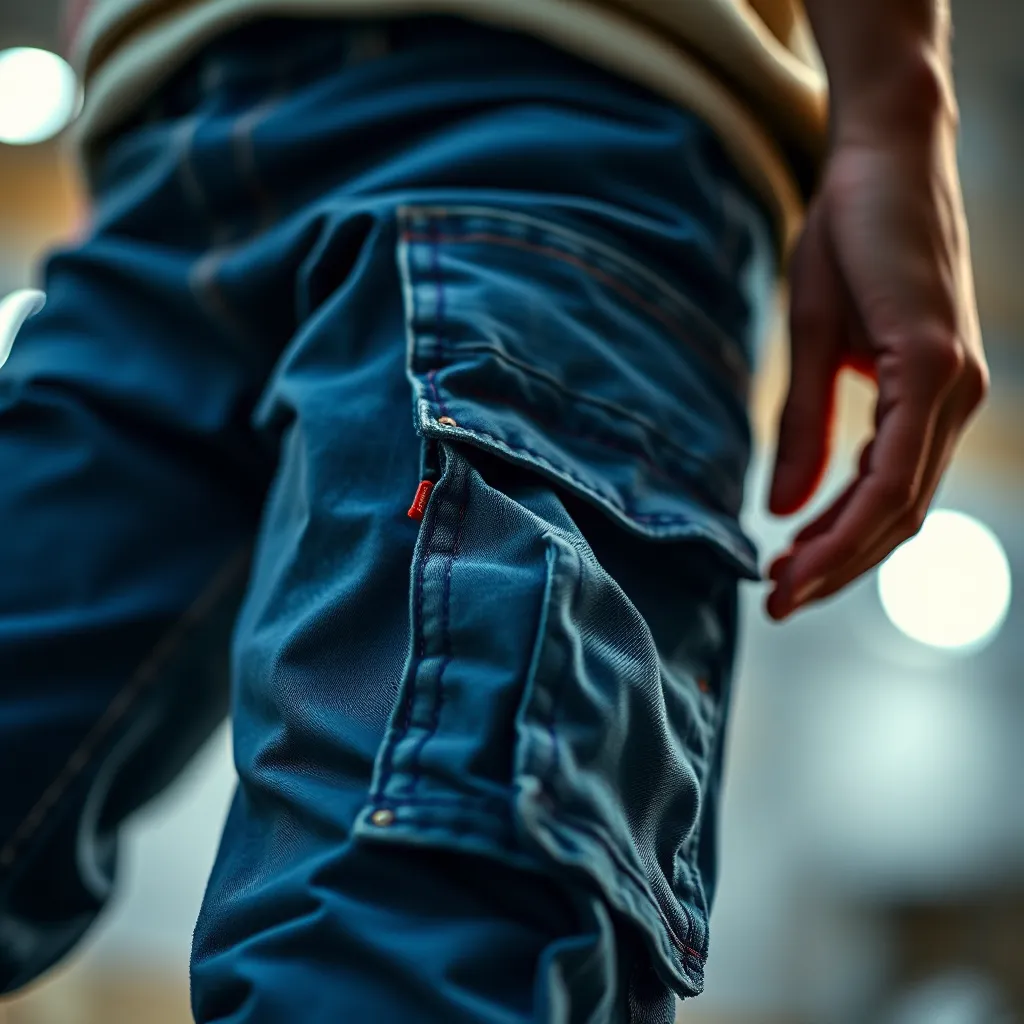 Blue Jeans with Cargo Pockets in Skate Culture